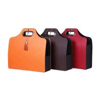 China 2 Wine Bottles Leather Gift Box for sale