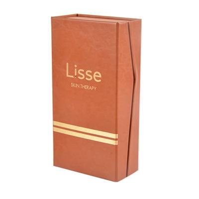 China Custom Pu Leather Magnetic Flip Top Lid Cosmetic Perfume Paper Package Packaging Gift Boxes for sale