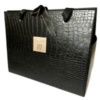 China Custom Logo Leather Gift Box Gift Black 2 Folding Wine Box for sale