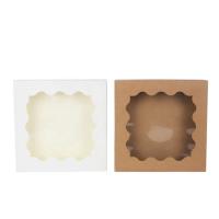 China Square Macaron Food Gift Contaienrs Paper Cake Boxes For Pastry With Window for sale