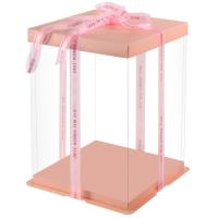 China Luxury Custom Cake Box White Clear Square Transparent Birthday Party Gift Box for sale