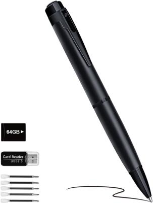 China Black Miniature Spy Camera , 1080P Mini Hidden Pen Camera With 64GB SD Card for sale