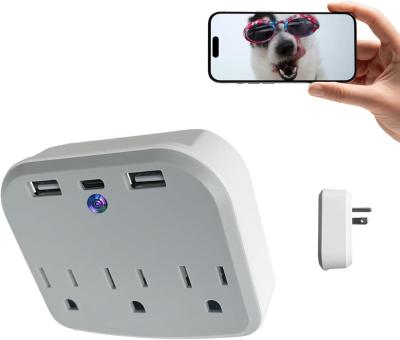 China Wall Charger WIFI Hidden CCTV Camera , White Mini Spy Security Cameras for sale