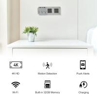 China Wall Charger WIFI Hidden CCTV Camera , White Mini Spy Security Cameras for sale