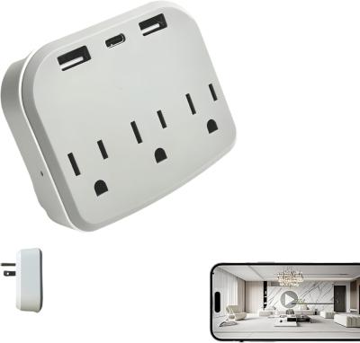 China White Wifi Spy Camera Wall Outlet , Plastic Mini Hidden CCTV Camera for sale