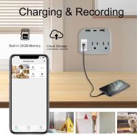 China White Wifi Spy Camera Wall Outlet , Plastic Mini Hidden CCTV Camera for sale