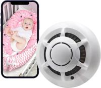 China White Miniature Home Security Cameras Wifi Smoke Detector Spy Camera With Motion Detection for sale