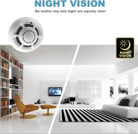 China White Miniature Home Security Cameras Wifi Smoke Detector Spy Camera With Motion Detection for sale