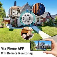 China White Miniature Home Security Cameras Wifi Smoke Detector Spy Camera With Motion Detection for sale