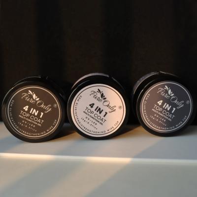 China Building Nail Gel  4 in 1 Multi-Function Gel Base and Top Coat Super Shiny No Wipe Decoration Rhinestones Glue Gel for sale