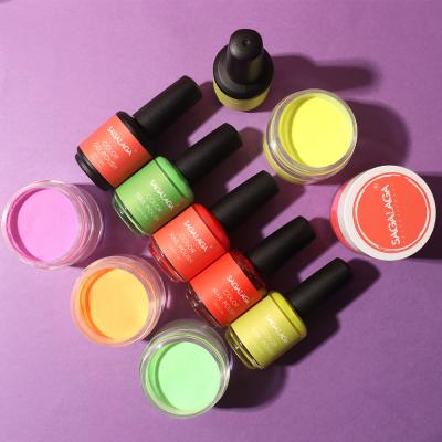 China SAGALAGA Private Brand Label Nail Clear Dip Powder Regular Nail Polish and Uv Gel Nail Polish Kit for Wholesale for sale