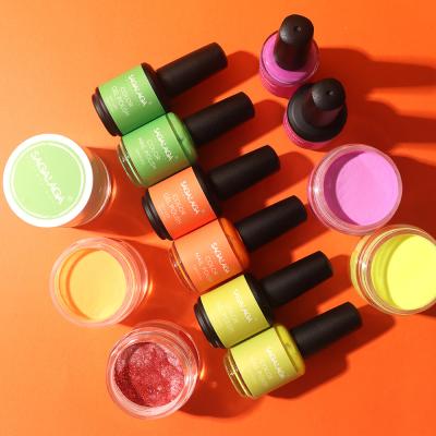 China Rich Pigment Color Acrylic & Dipping Powder 3 in 1 Color Match Gel Polish and Match Nail Polish Set Custom for sale