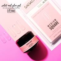 China Waterproof Solid Gummy Nail Tips Glue Gel Press on Extra Strong for Long Lasting Full Cover Fake Nails Tips for sale