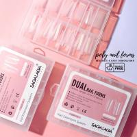 China 120PCS in Box Clear Full Cover Duet Dual Nail System Form for UV Gel Acrylic Nail Art Mold Artificial Nail Dual Forms Tips for sale