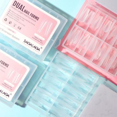 China GEL Clear 120pcs Nail Dual Forms Mold Tips Nail Form for Acrylic Nails Extension Custom Logo Included for sale