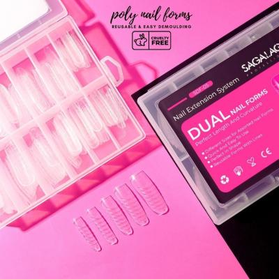 China Soft Gel Nail Tips SAGALAGA Custom Label Dual Form Tips for Nail Builder Extension Gel Mixed Size Nail Acrylic Gel Tips for sale