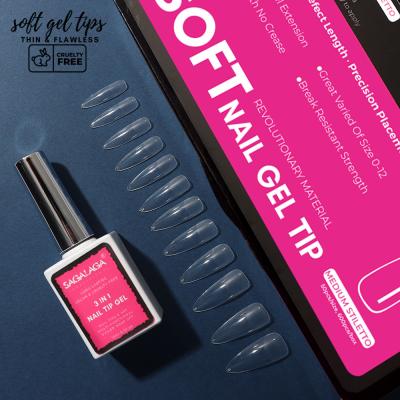 China Square Nail Tips Custom Logo Soft Gel Nail Tip Non C Curve Gel X Nail Tips Full Cover SAGALAGA French Style MSDS Certified for sale