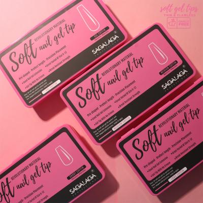 China Almond Short Soft Gel X Nail Extension French Tip Box 500pcs Press on Short Nails C Curve Xx Full Cover DIY Nail Single item for sale