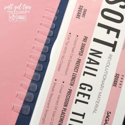 China 12 Sizes Almond Fake Press on Nails Pre Tips Soft Gel Full Cover Pre-shaped Nail Tip in 500PCS White Box for Gel Polish for sale