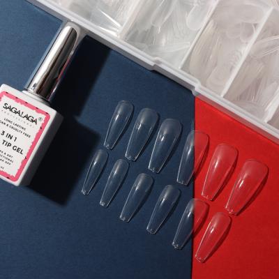 China Almond Acrylic Nails 500 Pcs Soft Gel Press on Nail Pre-shape Tips for Full Cover Extension 12 Sizes Customized Accepted for sale