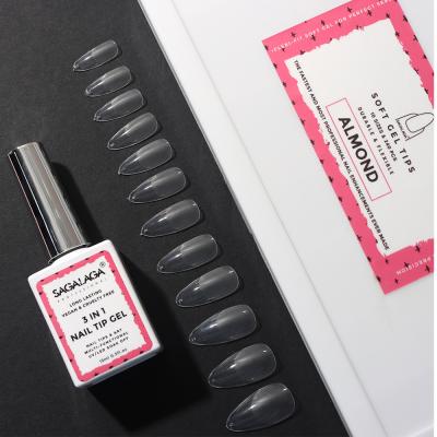 China Almond Clear Nail Extension Tips 500pcs White Box Soft Gel Tips Customized Label for Press on Nail at within Finger for sale