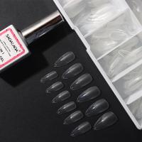 China MSDS Certified Gel Nail Tips Almond Medium Shape 500Pcs Pre Shaped Full Cover Soft Gel Clear Nail Tips Extensions French Style for sale