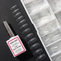 China French Style Pure Only 500 Pcs Coffin False Nail Tips Private Label Full Cover Long Artificial Nails for Transparent Nails for sale