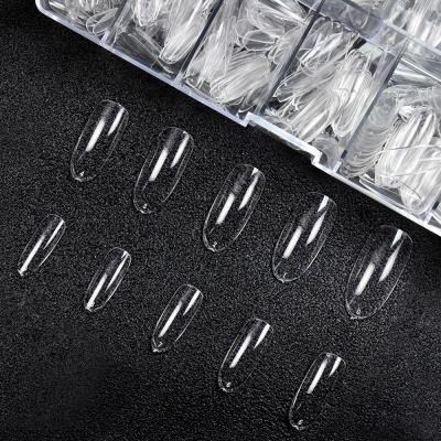 China MSDS Certification Included Plastic Artificial Nails Customized Full Cover Nail Tips 100 Pcs French Short C Curve Xl for sale