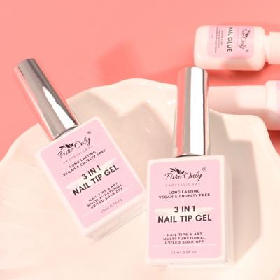 China 15ml Custom OEM Soft UV LED Gel X Nail Tips Full Cover Glue Soak Off Press on Nail Gel Tips with 1- for sale