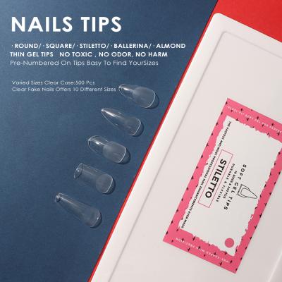 China DIY Nail Art Custom 100/500Pcs Nails Press on False Clear Straight Nail Tip Curved Long Ballet False Nail Packaging Boxes for sale