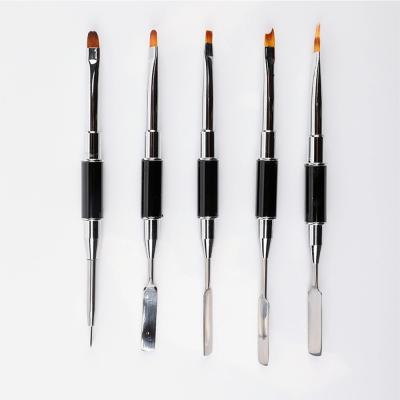 China 17cm Length Dual Professional Nail Art Gel Brush Set with Pure Color and Kolinsky Hair for sale