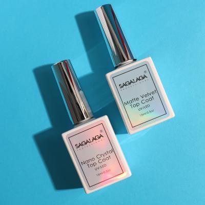 China High Super Shine Non Wipe Gel Base and Top Coat for Long Lasting Nails Logo High Super Shine Long Lasting Square Bottle for sale