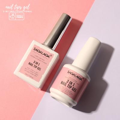 China 15ML Capacity Uv Led Soak Soft Solid Tips Fake Nail Glue Gel Press on Nails Glue 3 in 1 Nail Tip Adhesive Glue for sale