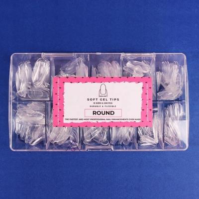 China French Style Plastic Artificial Nails Long Clear Acrylic Coffin Shaped Soft Gel Tips for Salons and DIY Nail Art 10 Sizes for sale