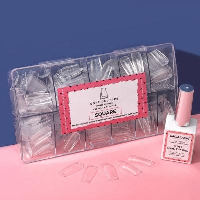 China Full Cover 500pcs Stiletto False Nail Tip Full Transparent Xxxl Tapered Square Nail Tips Box Thin Clear Xxl Stiletto Nail Tips for sale
