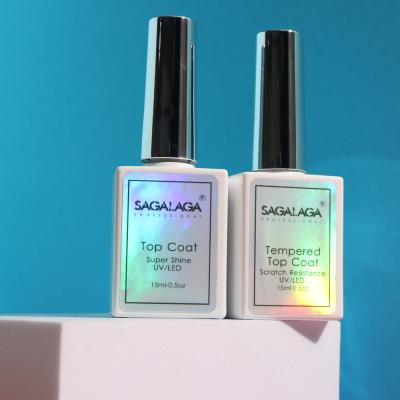 China Transparent Nail Clear Hard Gel Polish Top Coat Extra Shiny Long Lasting No Wipe Gel Top Coat for Nails MSDS Certified for sale