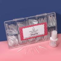 China 100/500 Pcs Stiletto Curved Clear French Acrylic Nails Full Cover False Nails Salons Oft Gel Tips for sale