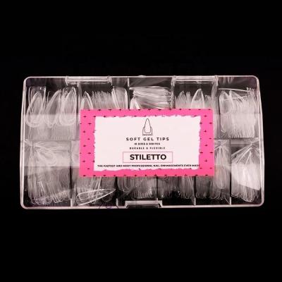 China Clear Square Nail Tips 500pcs Private Label Almond Soft Gel Tips for Nail Art Salon and Finger Spa Must-Haves for sale