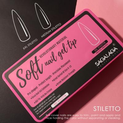 China Long Coffin Soft Gel Almond Nail Extension Tips 500pcs Back Box Ballerina Square Fake Tips Nails XXL Tips for Home DIY for sale