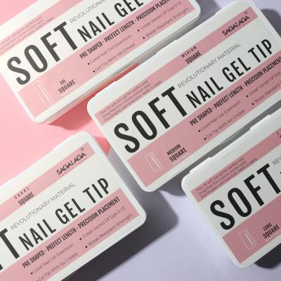 China DIY Nail Art Almond Xxxl Clear Long French Tip Nails Soft Gel X Fake Artificial Nail Tips Press on Nature Gel Full Cover for sale
