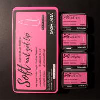 China MSDS Certified Clear Refill Coffin Nails Stiletto Soft Gel Nail Tip Short Almond X Nail Extension Tips Full Cover in 500pcs Pink Box Packaging for sale