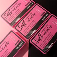China Long French Coffin Soft Gel X Nail Extension Tips Clear Full Cover Coffin Shape Nail Tips Box 500pc PVC Box Carton Box for sale
