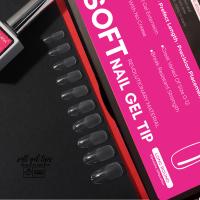 China French Style Acrylic Soft Gel Nail Tips Clear Full Cover Box Press on Nails Private Label Round Nail Tips for sale