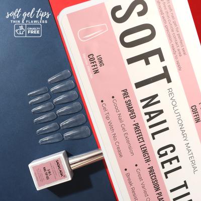 China Finger Soft Gel Full Cover Nails 500pcs Clear Nail Tip Medium Coffin False with Box Tips Extension for Nail Salons for sale