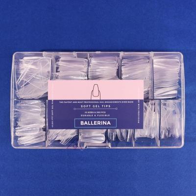 China Artificial Full Cover Medium Almond Long Stiletto Shape Gel Tips Nail Box Kit 500pcs Nail Tips for DIY Nail Art for sale