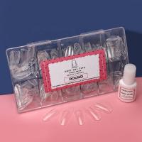 China SAGALAGA Soft Gel Nail Extension Tips Almond Custom Logo Label Clear Nail Tips With Glue Gel Tips for Press on Nails Design style French for sale