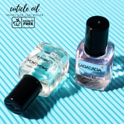 China Nail Nutrition oil SAGALAGA 5ml Travel Organic With Vitamin E Vitamin B Mini Roller Brush Cuticle Oil Manicure for sale