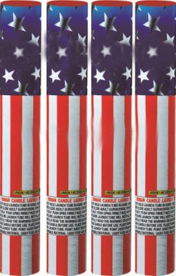 China Hand Held 1.2 Inch Single Shot American Flag Roman Candle Fireworks for New Year Christmas Celebration for sale
