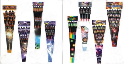 China Custom UN0336 1.4g Consumer Fireworks Bottle Rockets Paper Tube 12 Pack for sale