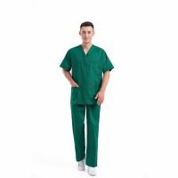 China Hospital Scrub Suit Set Short Sleeve Top Joggers Women Nurse Uniform 100% Cotton for sale